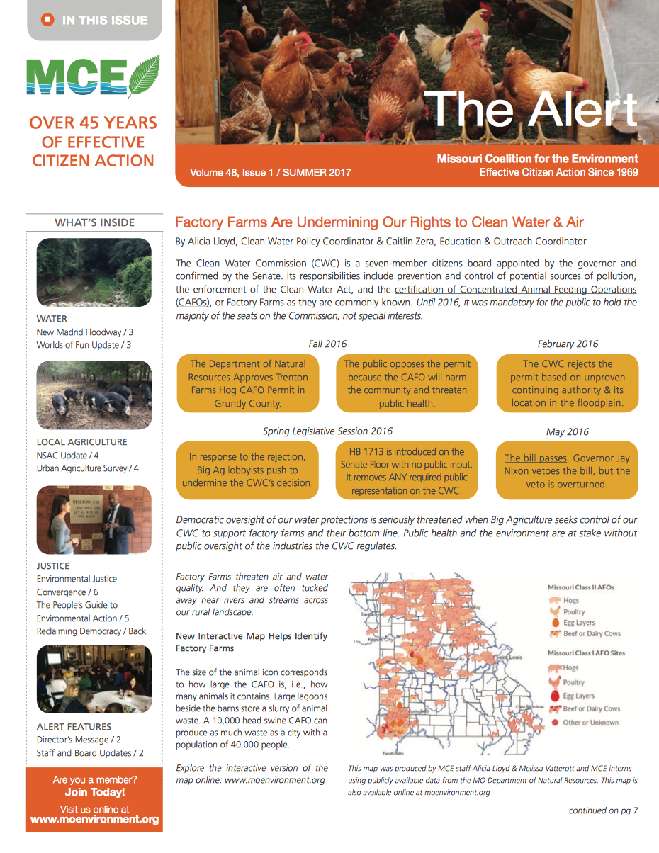 Summer 2017 Alert Newsletter - Missouri Coalition for the Environment