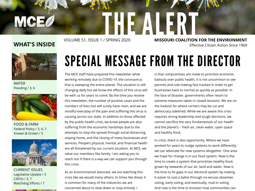 2020 Spring Alert Newsletter - Missouri Coalition for the Environment